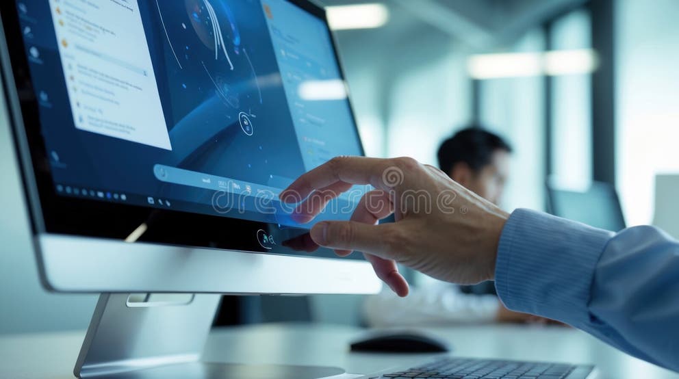 Touchscreen Interaction in a Modern Office Setting: a Hand Engages with ...