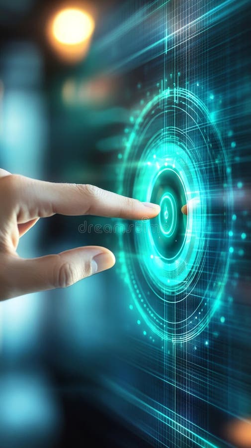 Touchscreen Interface with a Finger Generated Using AI. Stock ...