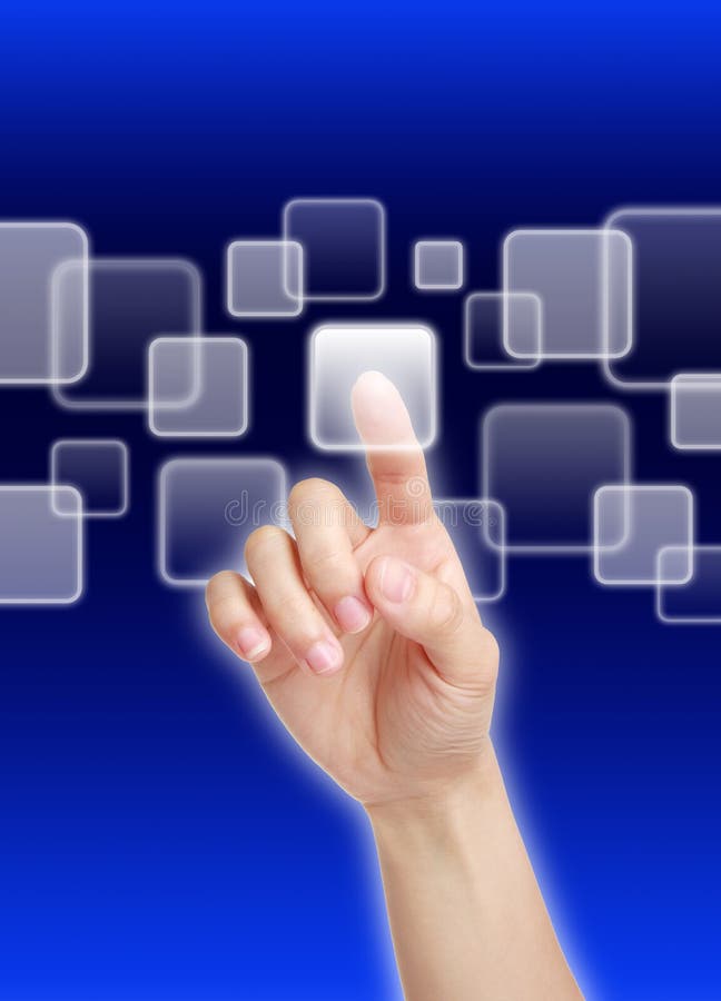 Touchscreen interface stock illustration. Illustration of hand - 39854516