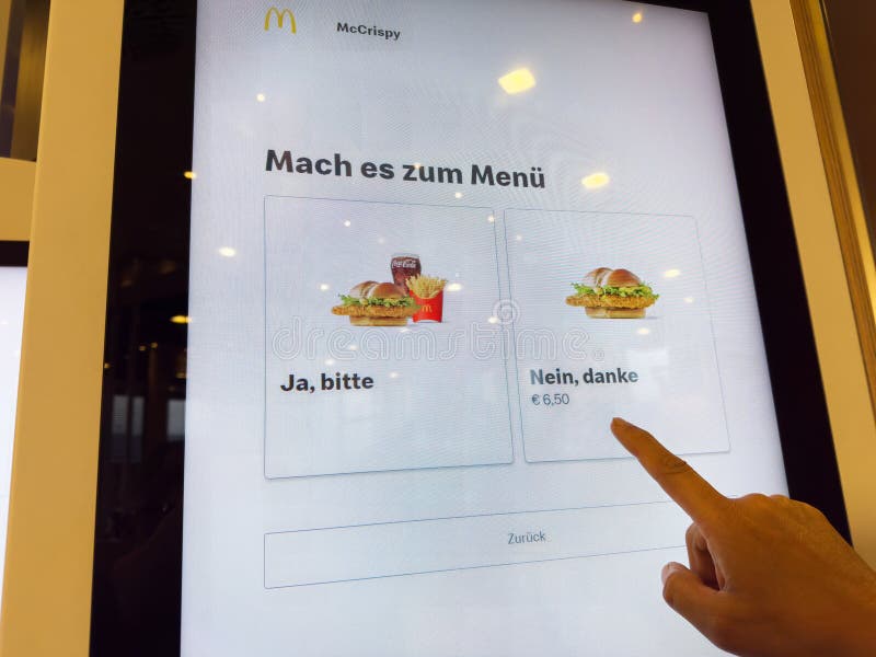 Touchscreen Menu Selection at Fast Food Restaurant Displaying Meal ...