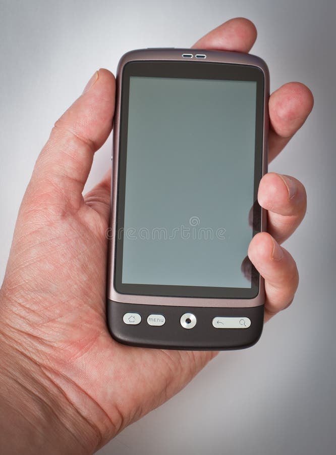 Touchscreen Smartphone in Hand Stock Photo - Image of capacitive ...