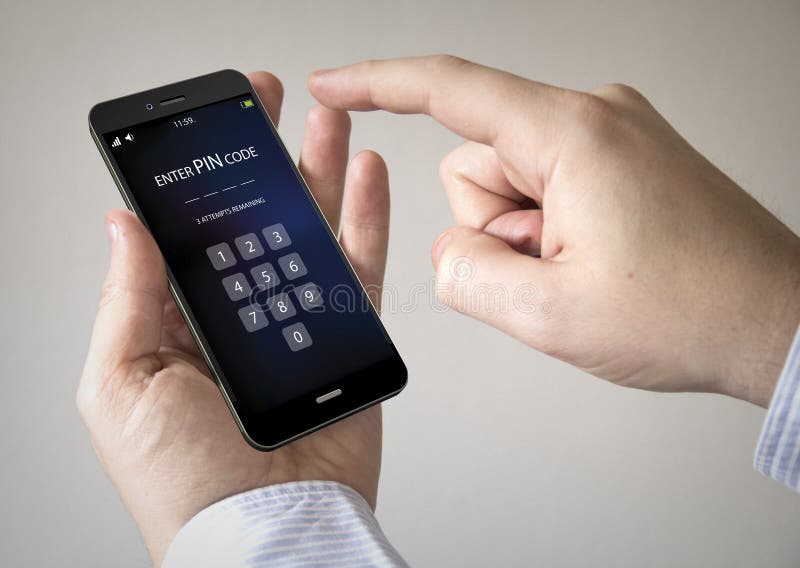 Touchscreen Smartphone with Pin Code on the Screen Stock Photo - Image ...