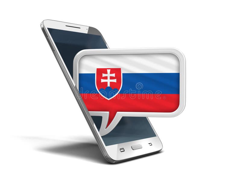 Touchscreen Smartphone and Speech Bubble with Slovak Flag Stock ...