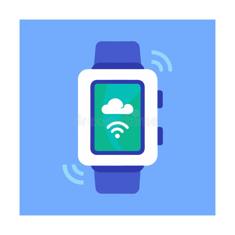 Touchscreen Smartwatch with Air Quality Sensor Icon Stock Vector ...