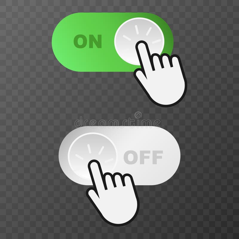 Touchscreen Toggle Button Concept - Green on, Gray Off. Stock Vector ...