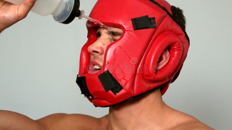 Boxer Pouring Water on His Face in the Gym Stock Footage - Video of ...
