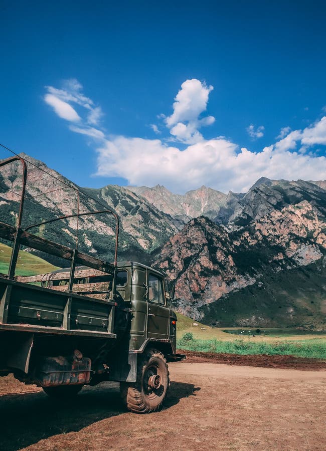 Tough High Mountain Road by Big Truck Stock Image - Image of color ...