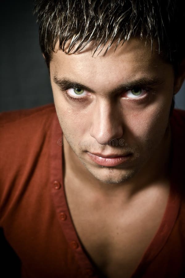 Tough Spooky Man with Deep Evil Eyes Stock Image - Image of male ...
