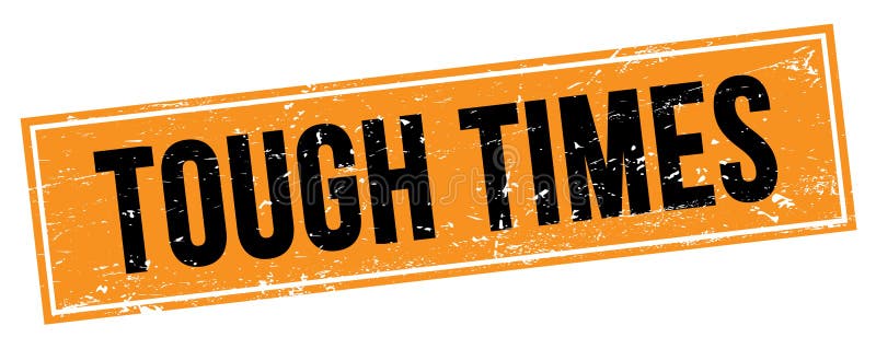 TOUGH TIMES Text on Red Violet Ribbon Stamp Stock Illustration ...