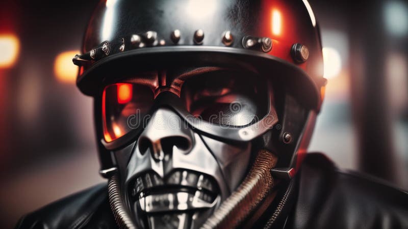 Strength and Resilience: Close-up Portrait of a Biker Wearing a Black ...