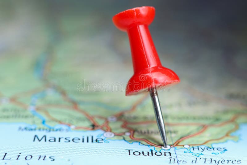 Toulon, France pin on map stock image. Image of macro - 341876943
