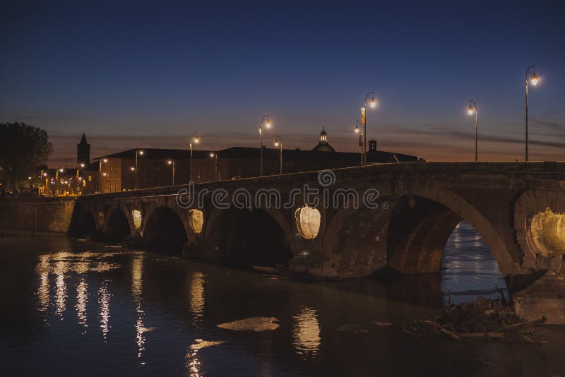 Toulouse Sunset Light Skyline Stock Image - Image of bridge, travel ...