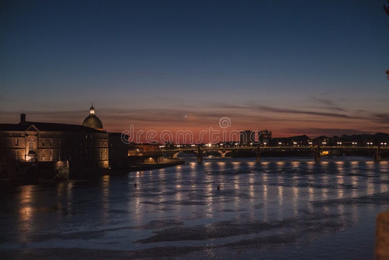 Toulouse Sunset Light Skyline Stock Image - Image of long, cityscape ...