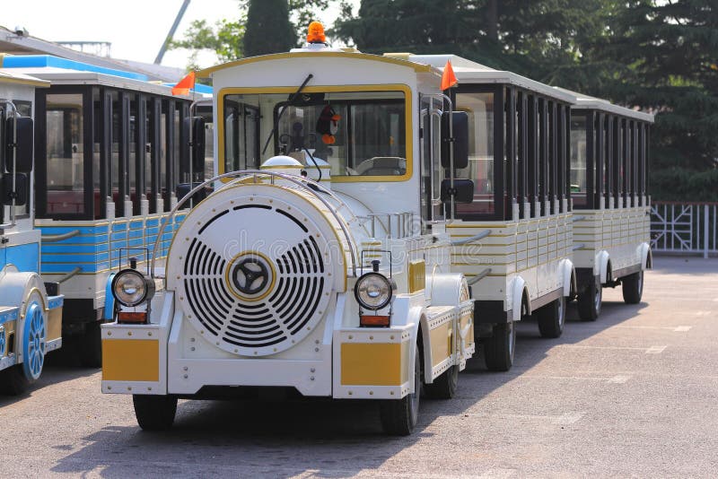 Tour Bus Like a Small Train Stock Photo - Image of locomotive, trail ...