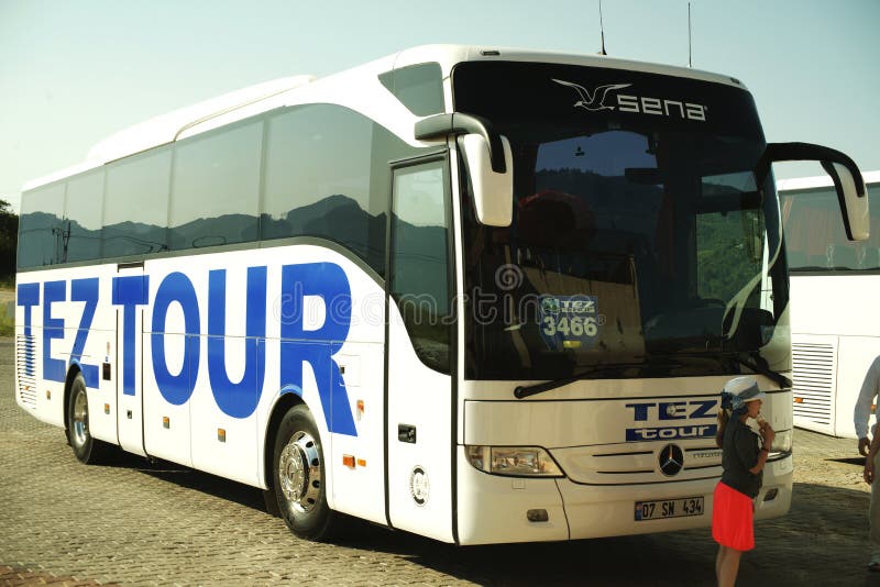 Tour bus Tez Tour editorial stock photo. Image of destinations - 32209843