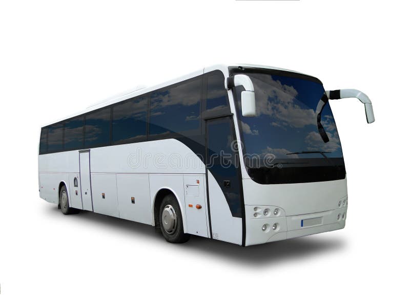 White Tour Bus stock photo. Image of mass, hotel, drive - 10177874