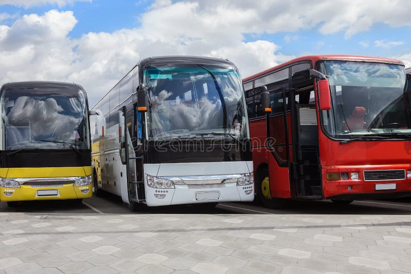 Tour Buses at the Bus Station Stock Photo - Image of passenger, modern ...
