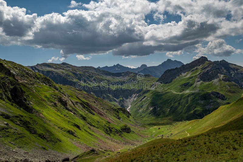 The Tour Du Mount Blanc in a Green Landscape Stock Image - Image of ...