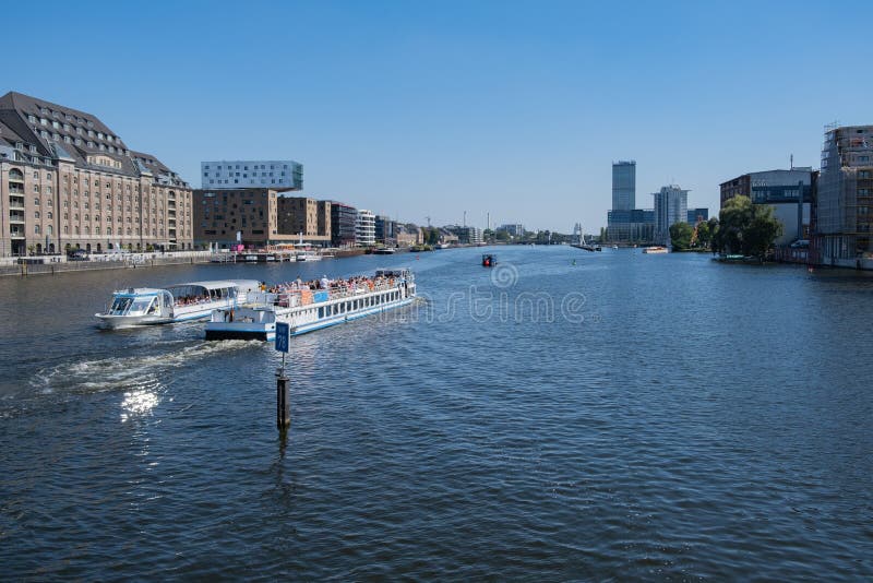 Tour Ferries in Spree River in Berlin, Germany Stock Image - Image of ...