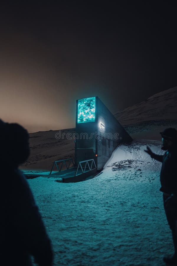 Tour Guide in Front of the Global Seed Vault in Longyearbyen, Svalbard ...