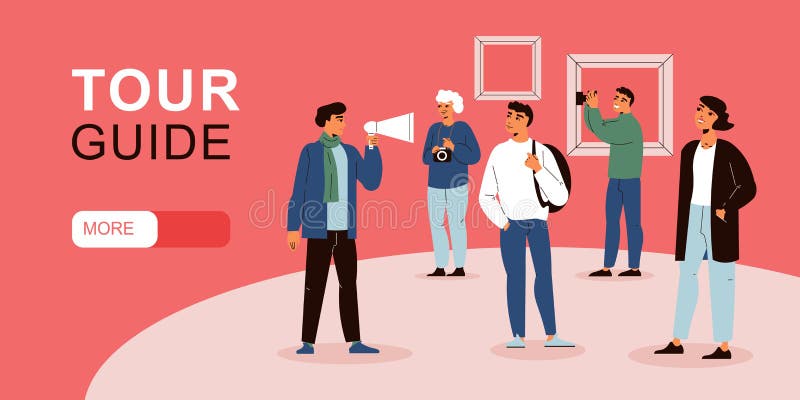 Tour Guide Horizontal Banner Stock Vector - Illustration of column ...