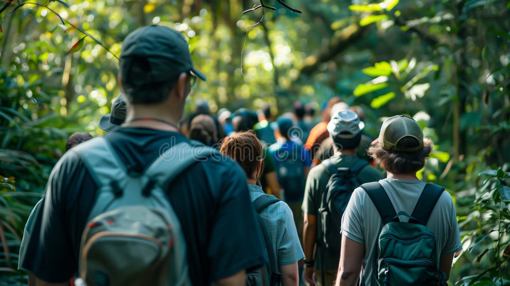 Tour Guide Leading Groups with the Back Stock Illustration ...