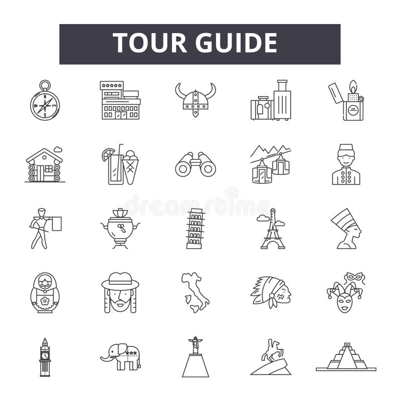 Tour Guide Vector Line Icon, Linear Concept, Outline Sign, Symbol Stock ...