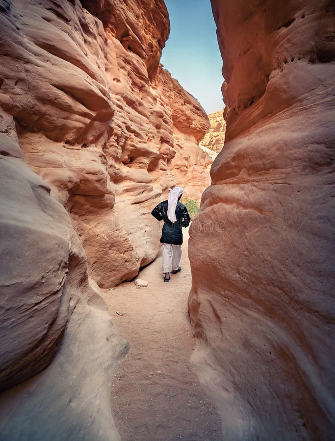 Tour Guide in the Middle of a Deep Colored Canyon Stock Image - Image ...