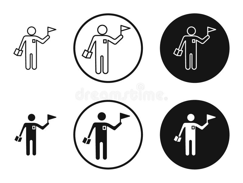 Tour Guide People Vector Icon Set in Black and White Outlines Stock ...