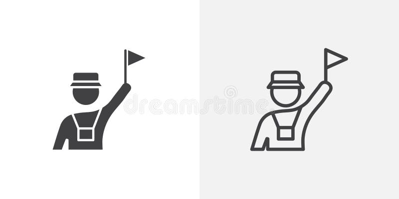 Tour Guide Thin Line Vector Icon Set Stock Illustration - Illustration ...