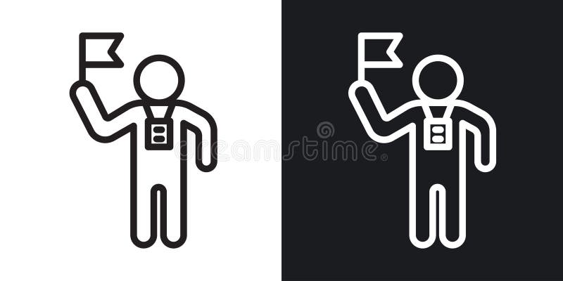 Tour Guide Thin Line Vector Icon Set Stock Illustration - Illustration ...