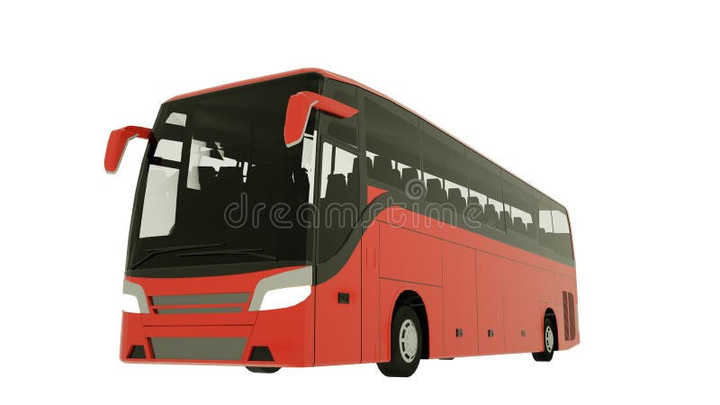 Tour Red Bus Mock-Up 3D Illustration Stock Illustration - Illustration ...