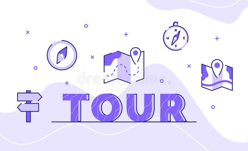 Tour Typography Word Art Background of Icon Map Pointer Location ...