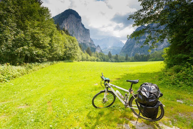 Touring bicycle in Austria stock photo. Image of path - 148289558