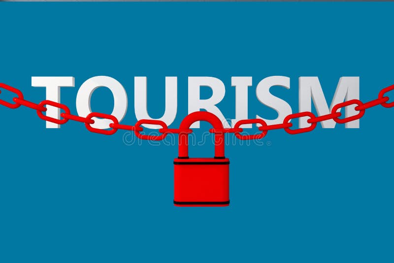 Tourism Ban Concept Chain Padlock Stock Illustration - Illustration of ...