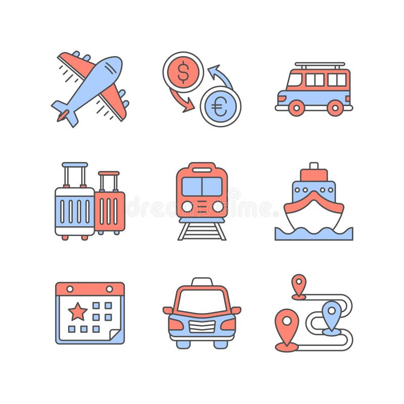 Tourism and Travel Icon Set in Duotone Style Stock Vector ...