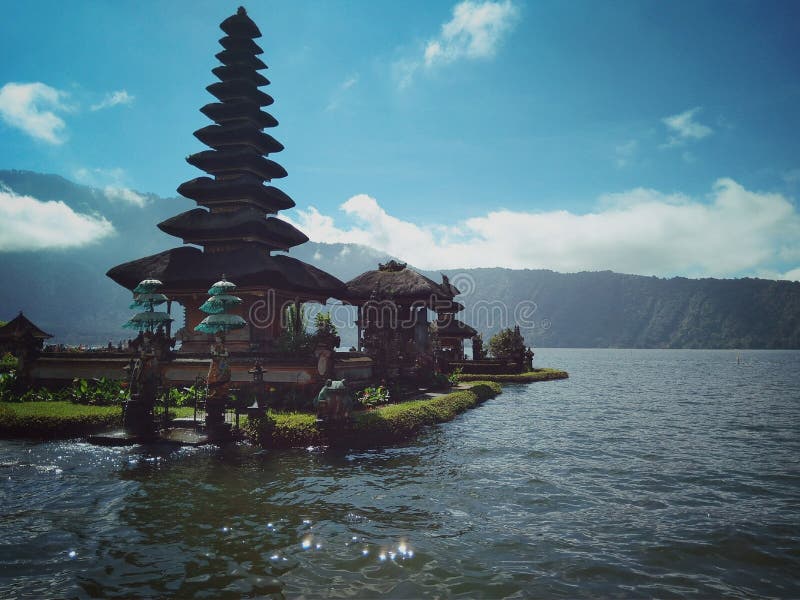 Tourist Attractions in Bali Called Lake Beratan Stock Photo - Image of ...