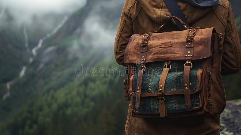 Tourist Backpack on the Background of Nature Mountains Stock Image ...