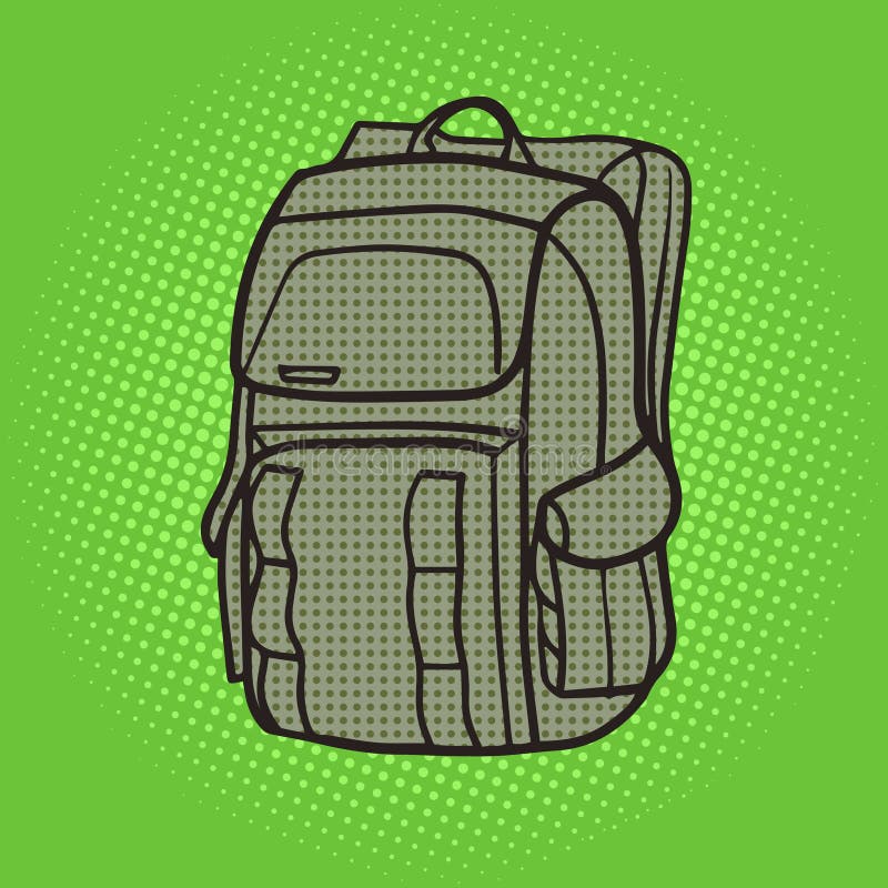 Tourist Backpack Green Pop Art Style Vector Stock Vector - Illustration ...