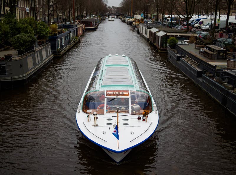 Tourist Boat on the Channel of Amsterdam, the Netherlands Editorial ...