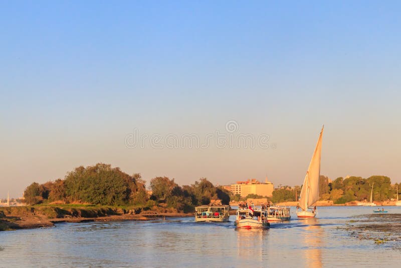 Tourist Boats Sailing On The Nile River In Luxor Egypt Editorial Photo