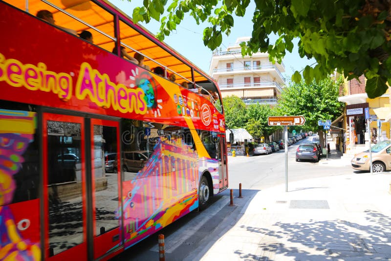 Tourist bus in Athens editorial image. Image of landmark - 45455525