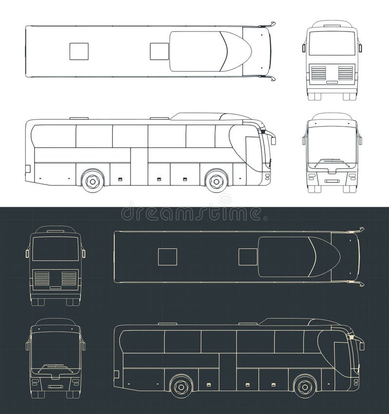 Tourist bus blueprints stock vector. Illustration of vector - 338034829