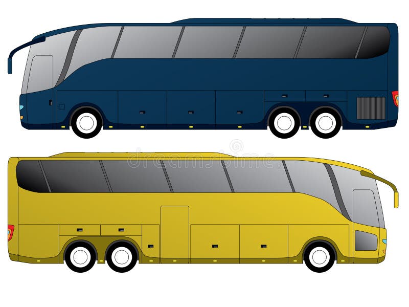 Tourist Bus Design with Double Axle Stock Vector - Illustration of ...