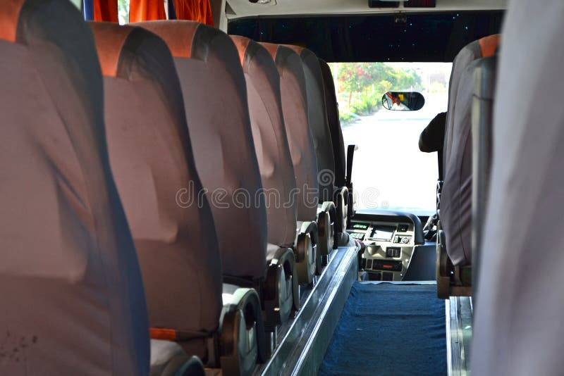Tourist Bus Inside. Rows of Seats. Stock Image - Image of rows, coach ...