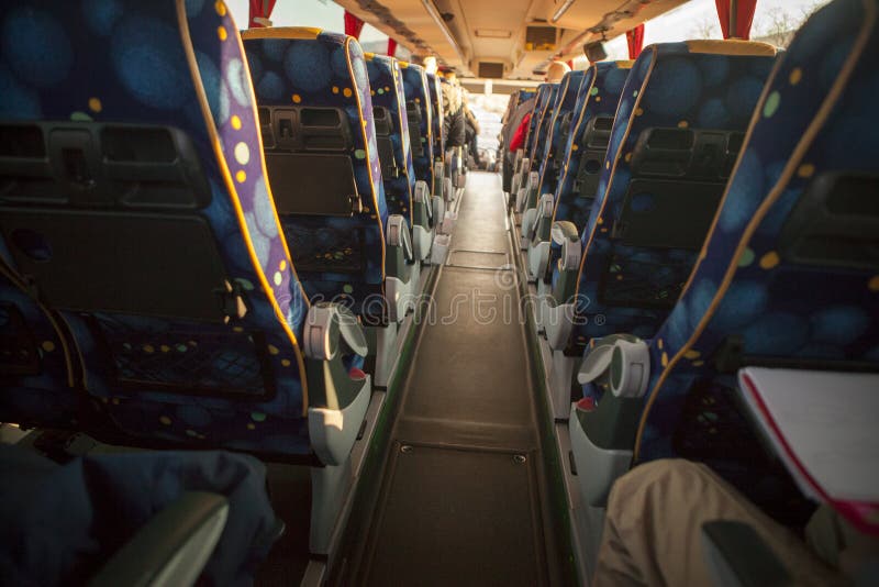 Tourist bus interior stock photo. Image of moving, tourist - 268663468