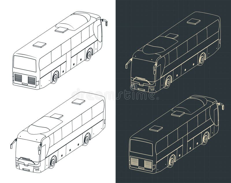 Tourist Bus Isometric Blueprints Stock Vector - Illustration of tour ...