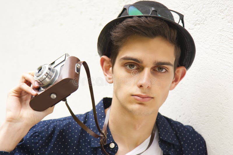 Tourist with camera stock photo. Image of beautiful, manhattan - 71475498