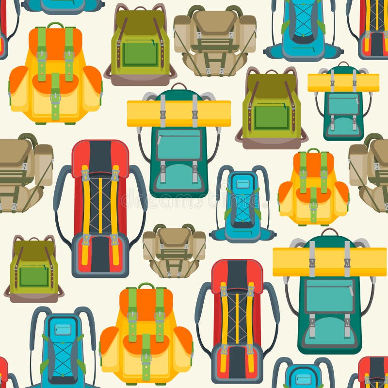 Tourist Camping Backpack Background Pattern. Vector Stock Vector ...