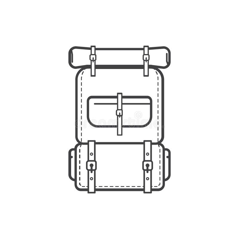 Tourist Camping Backpack Outline Vector Icon Stock Vector ...